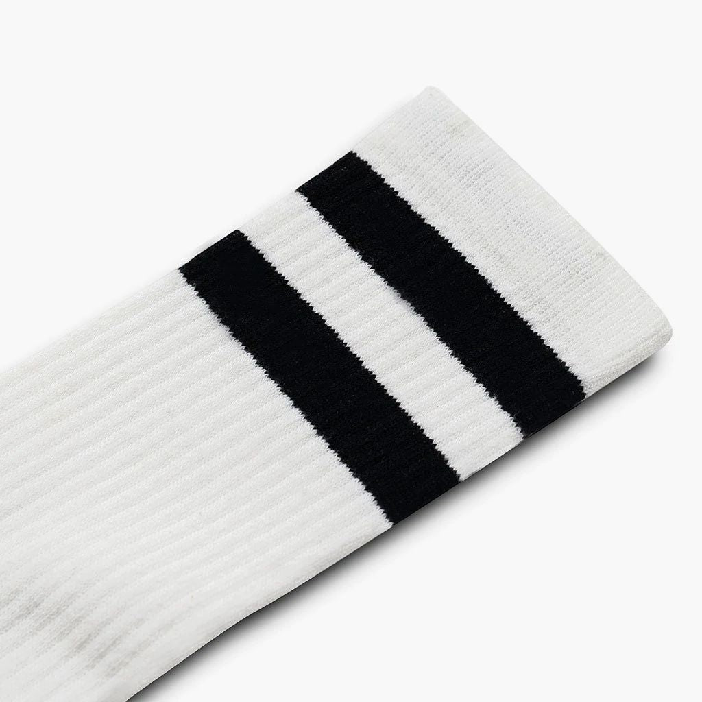 Women's White + Black Striped Crew Socks - Nothing New®