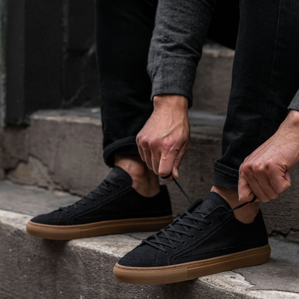 Men's Kicks Canvas Sneaker in Black Gum Sole - Nothing New®