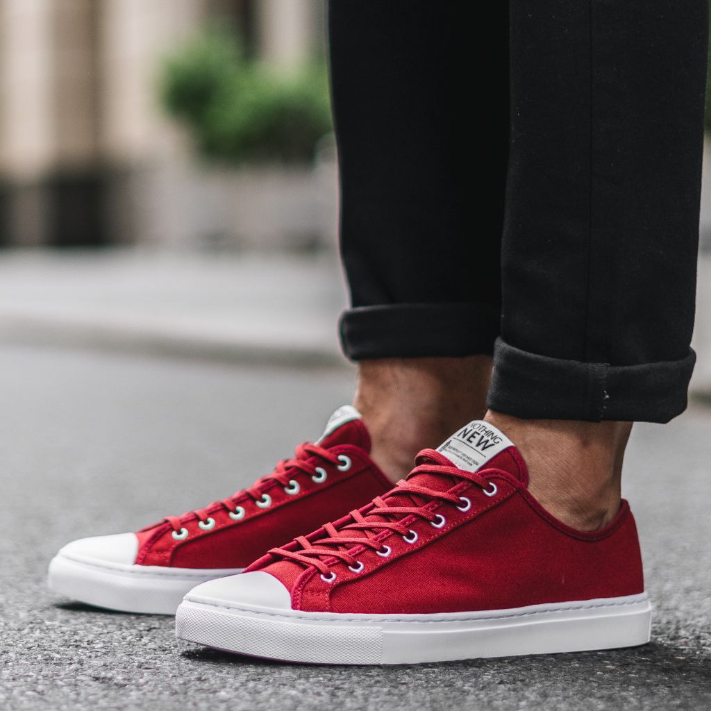 Men's Red Canvas Low Top Designer Sneaker - Nothing New®