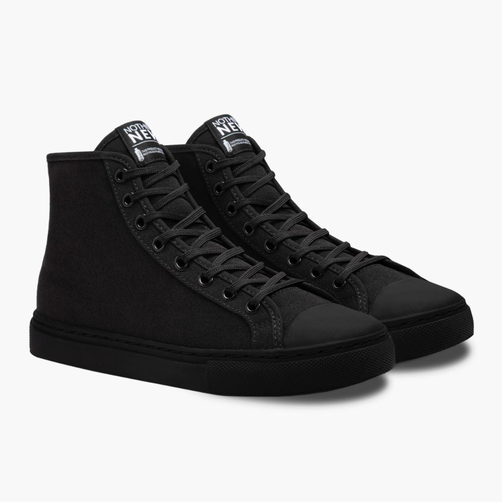 Women's High Top Designer Sneaker in Black Canvas - Nothing New®