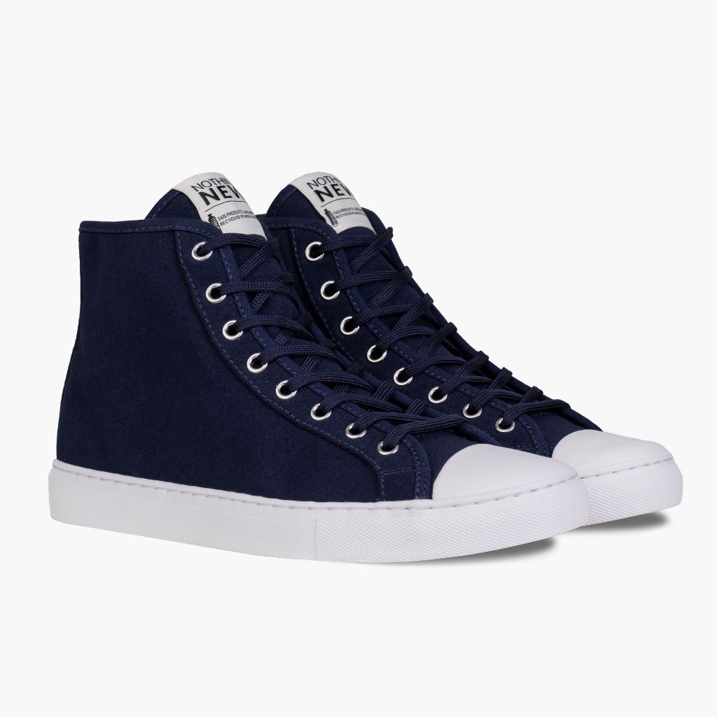 Men's Navy Canvas High Top Designer Sneaker - Nothing New®