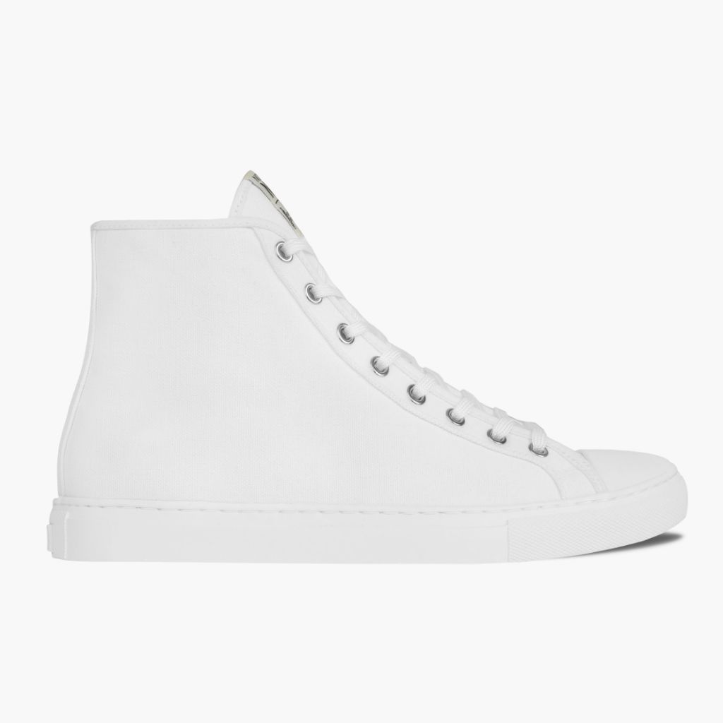 Women's High Top Designer Sneaker in White Canvas - Nothing New®