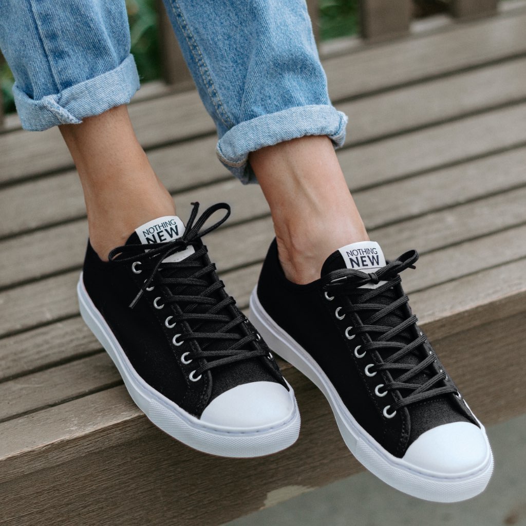 Women's Black Canvas Low Top Designer Sneaker - Nothing New®